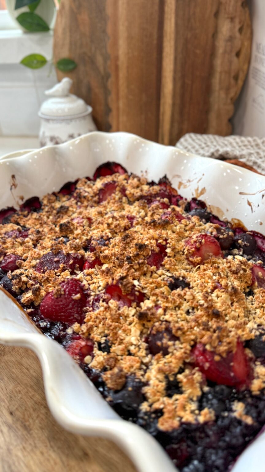 High-Protein Berry Crumble with Greek Yogurt - stokedathome.com